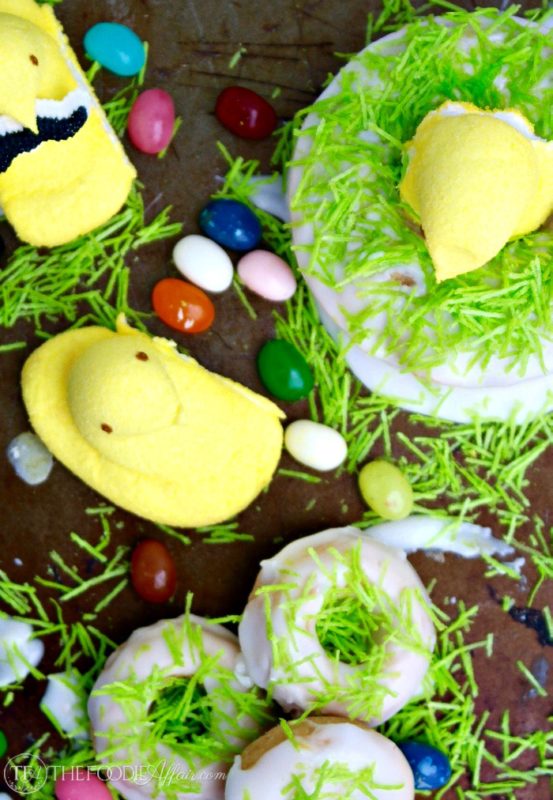 Peeps Lemon Donuts Perched in Easter Nests | The Foodie Affair