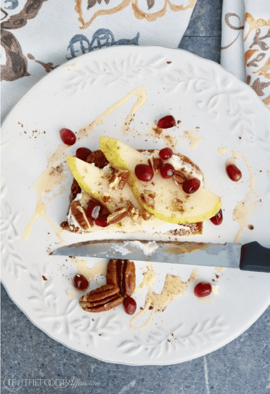 Ricotta Pear Toast Topped with Honey & Pecans | The Foodie Affair