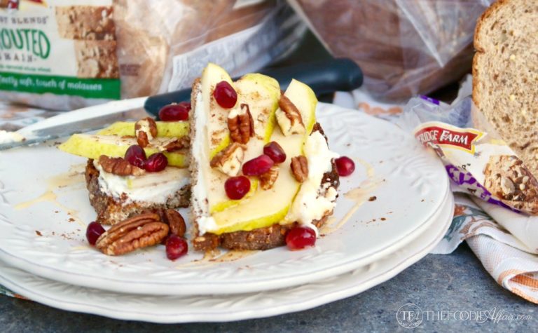 Ricotta Pear Toast Topped with Honey & Pecans | The Foodie Affair