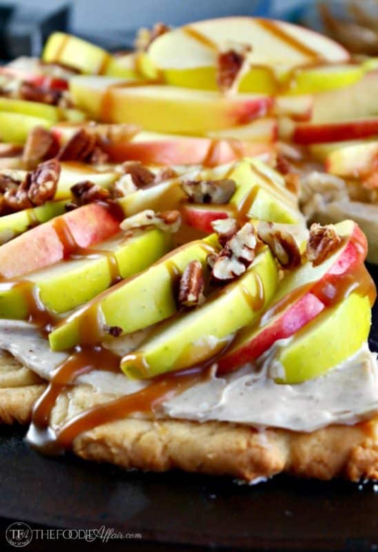 Apple Pizza Dessert Recipe With Cookie Crust - The Foodie Affair