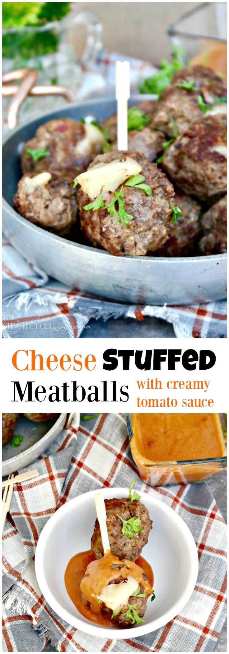 Cheese Stuffed Meatballs with a Creamy Tomato Sauce