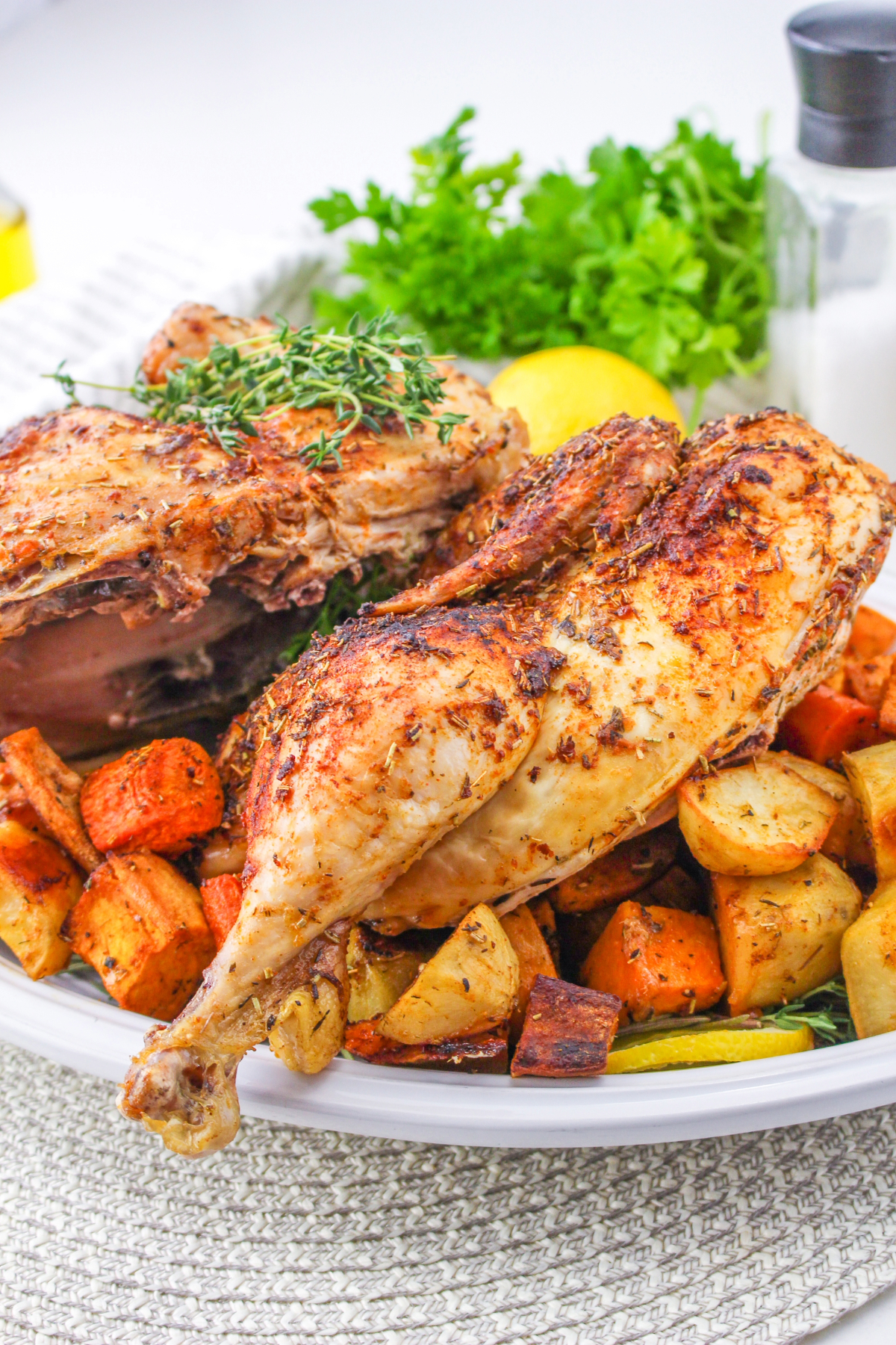 Easy Sheet Pan Roasted Half Chicken Recipe - The Foodie Affair